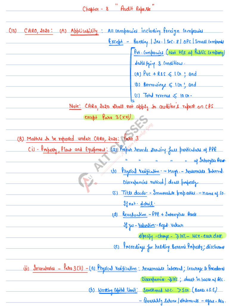 Lecture 36 Audit Reports Reporting Under CARO 2020 | PDF