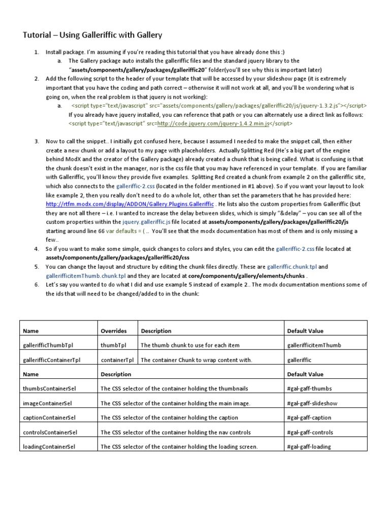 Tutorial - Gallery Component With Galleriffic | PDF | Cascading Style Sheets | J Query