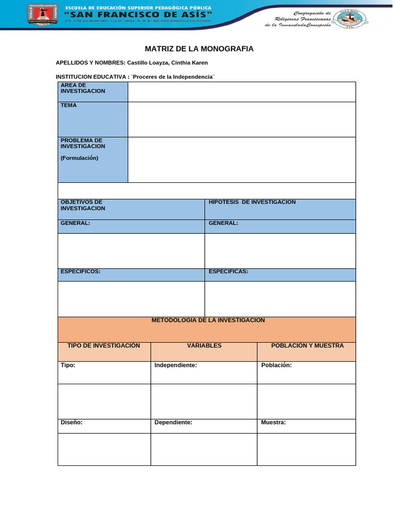 Matriz de La Monografia | PDF