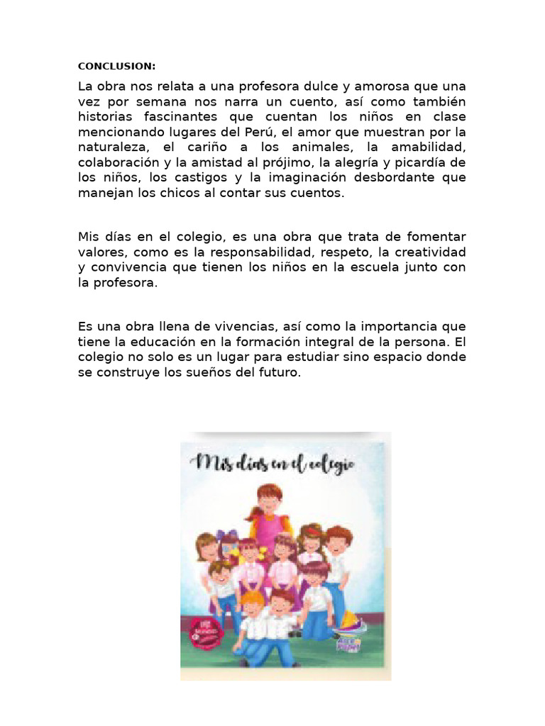 Conclusion Mis Dias en El Colegio | PDF