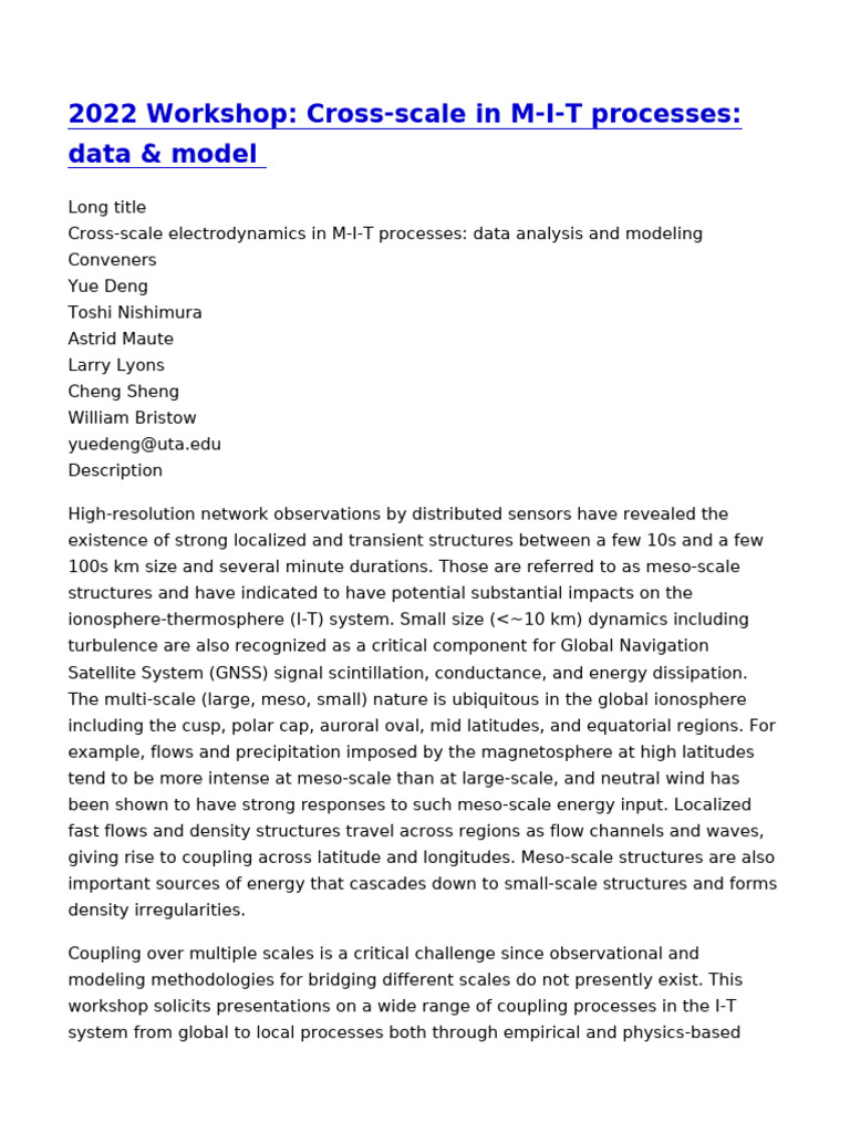 2022 Workshop Crossscale in MIT Processes Data Model | PDF | Data | Information Retrieval