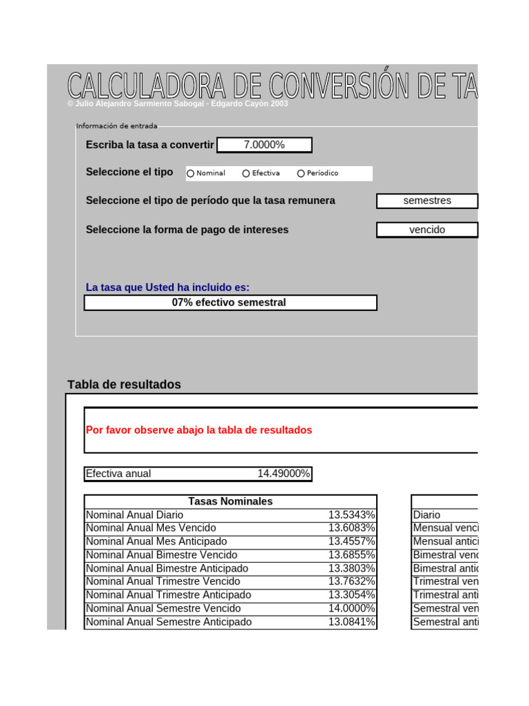Calculadora Conversion Tasas | PDF
