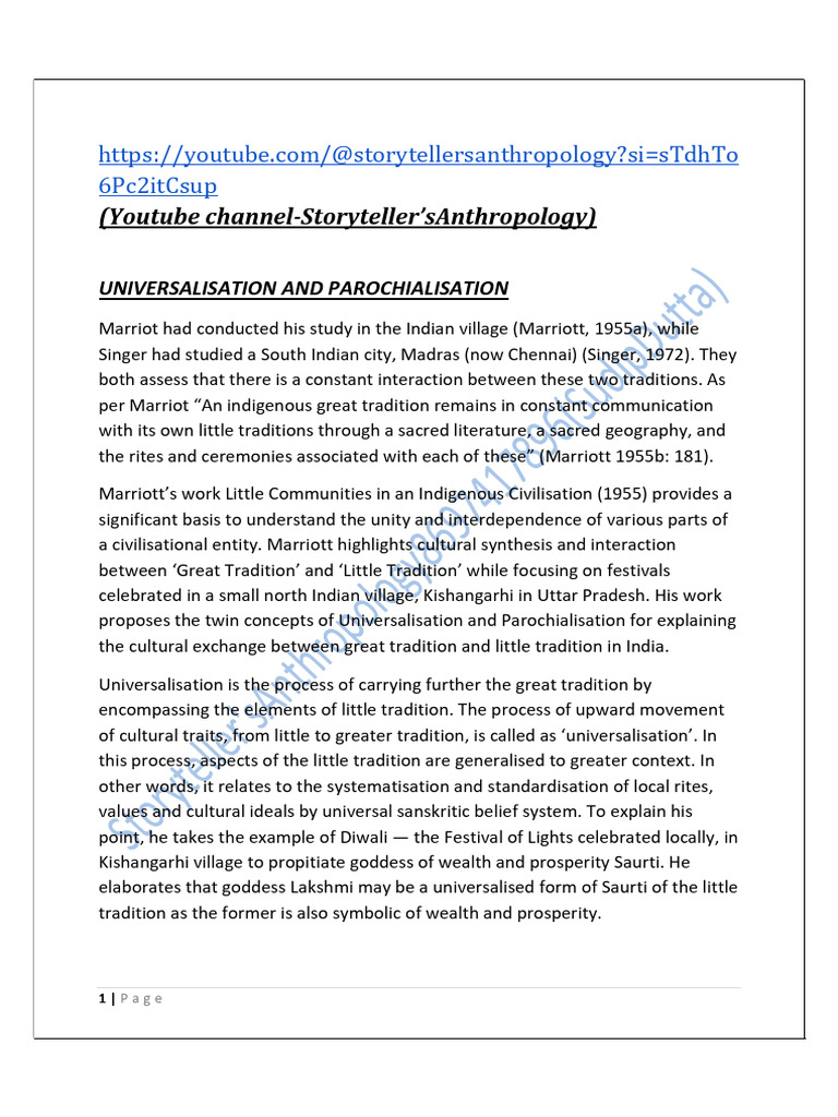 Universalization and Parochialization Explained | PDF | Traditions ...
