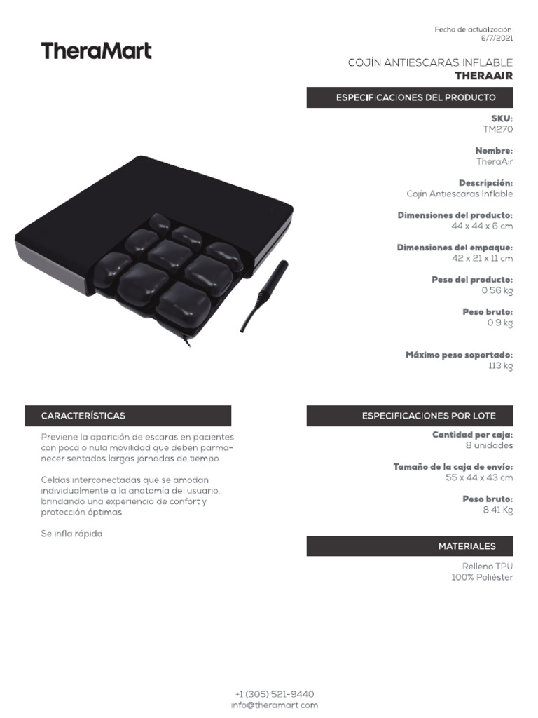 TM270 COJÍN Ficha Tecnica TheraAir | PDF