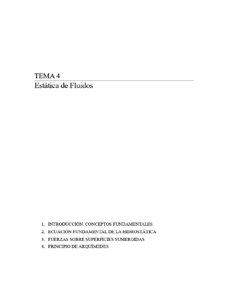 Tema 4 Estatica Fluidos Completo Creo | PDF | Presión | Pascal (Unidad)