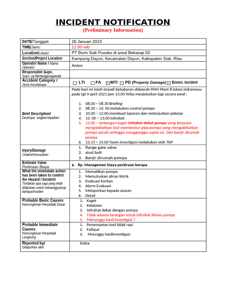 Incident Notification (1) (DipulihkanOtomatis) | PDF