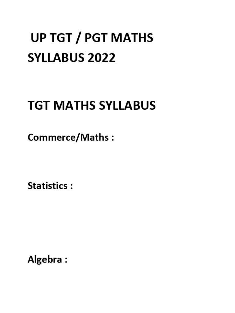 UP TGT/PGT Maths Syllabus 2022 | PDF | Group (Mathematics) | Matrix ...