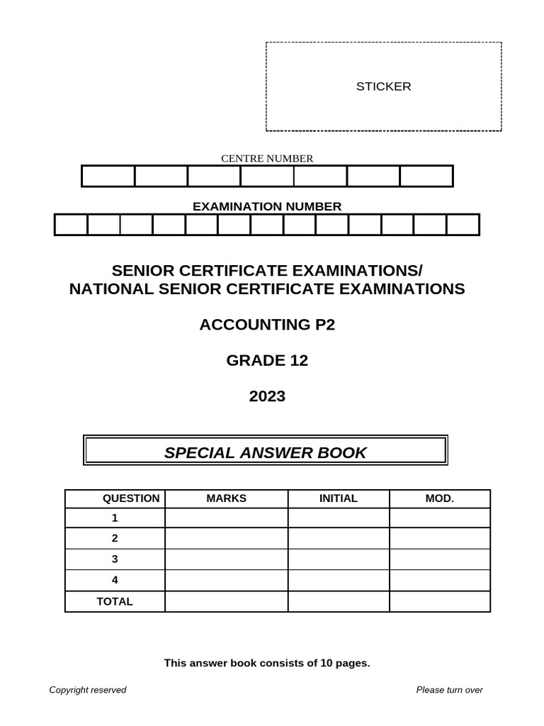 Grade 12 Accounting Exam Answer Book | PDF | Financial Economics | Money