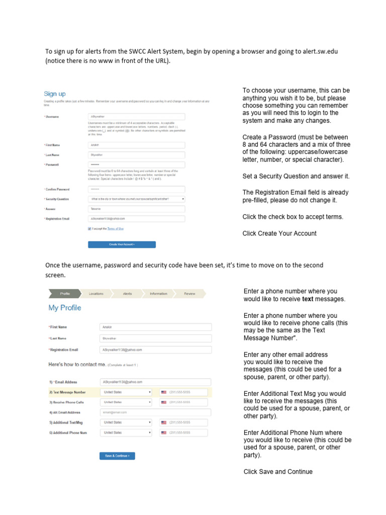 SWCC Alert System Registration Guide | PDF | Password