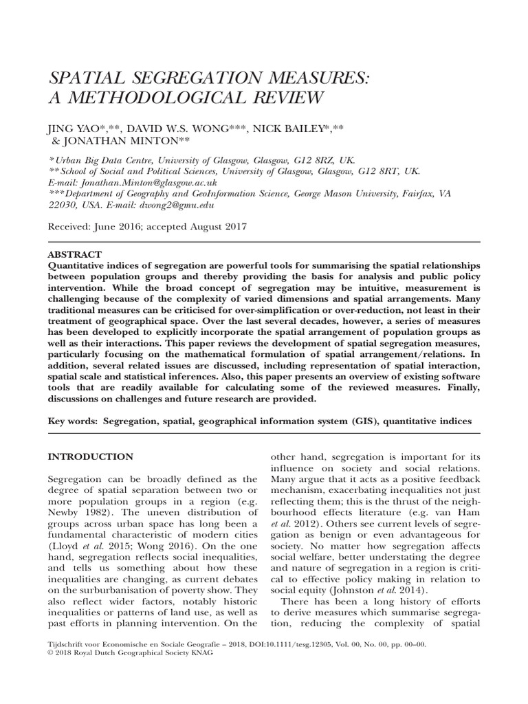 Review of Spatial Segregation Measures | PDF | Geography | Science