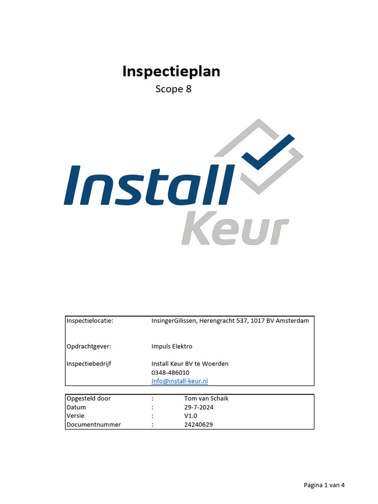 Inspectieplan SCIOS Scope 8 InsingerGilissen Amsterdam | PDF