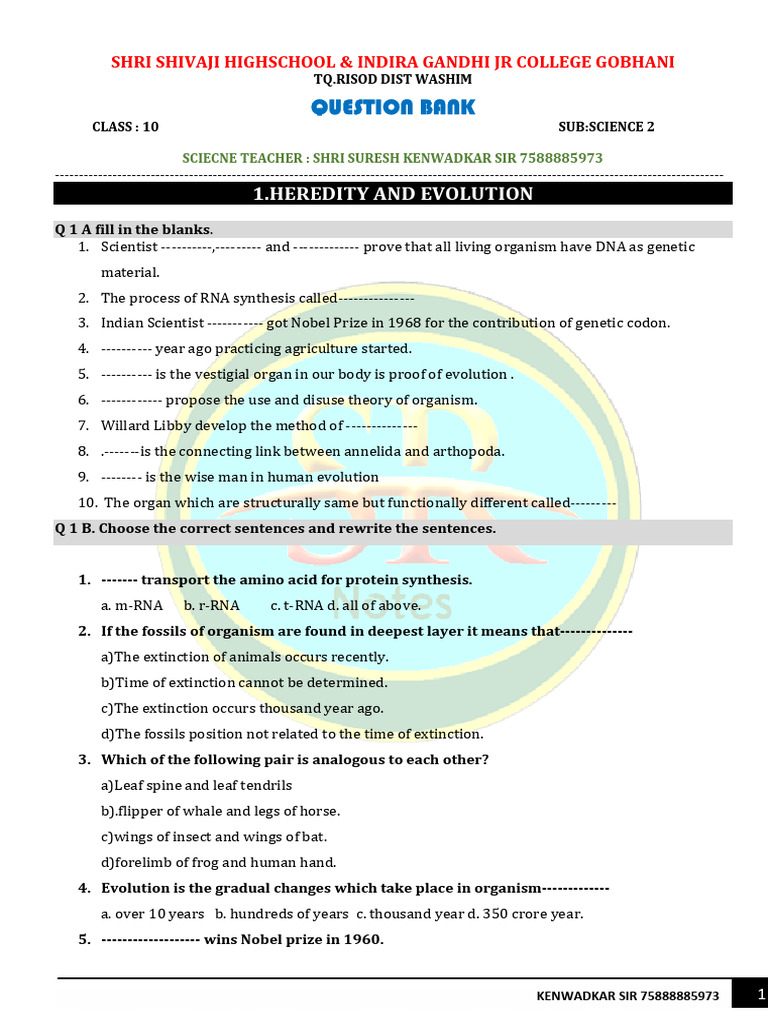 Class 10 Science Question Bank | PDF | Cellular Respiration | Glycolysis