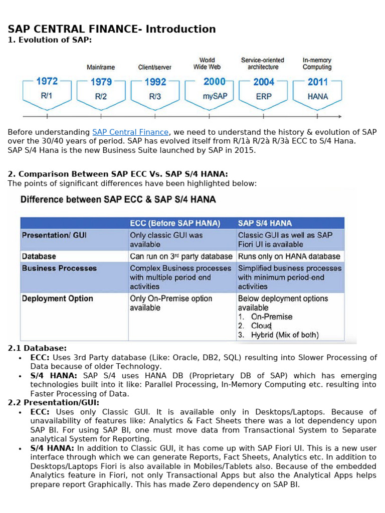 SAP Central Finance Overview | PDF | Cloud Computing | Databases