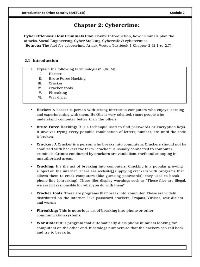 Cyber Security Module 2 Notes | PDF | Port (Computer Networking) | Malware