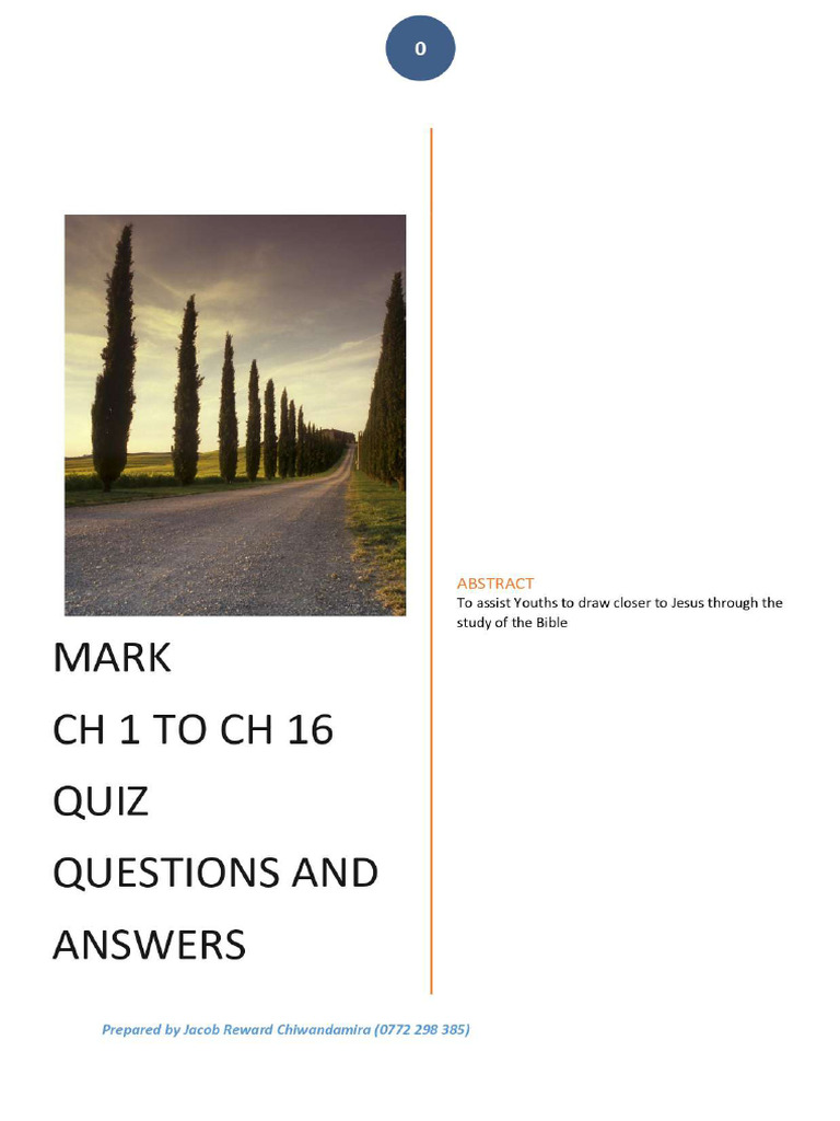 Mark Quiz Questions and Answers (Chapters 1 To 4) | PDF