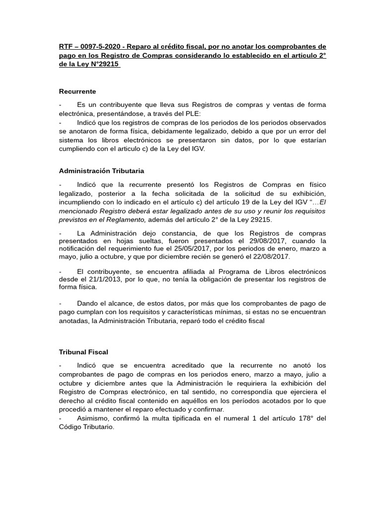 Yoseli Aguirre Puma RTF - 0097-5-2020 | PDF | Impuestos | Impuesto ...