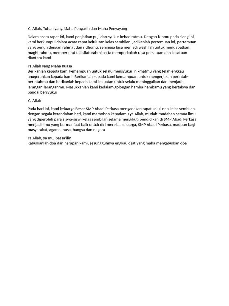 Doa Rapat Kelulusan | PDF