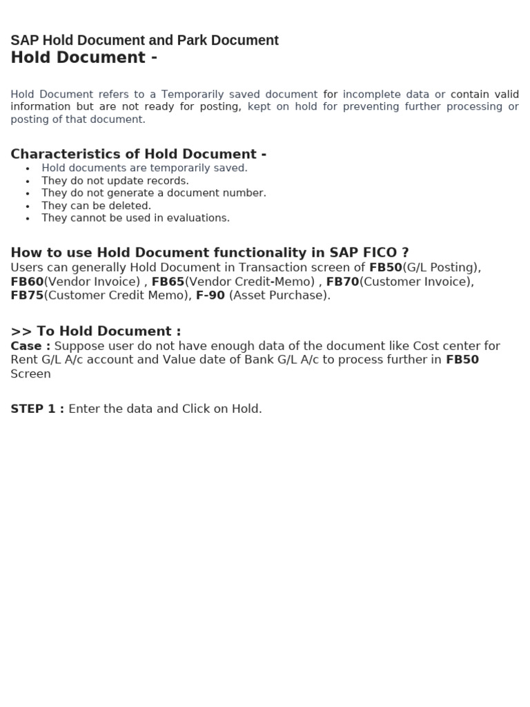 SAP Hold vs Park Document Guide | PDF | Information Technology | Computing
