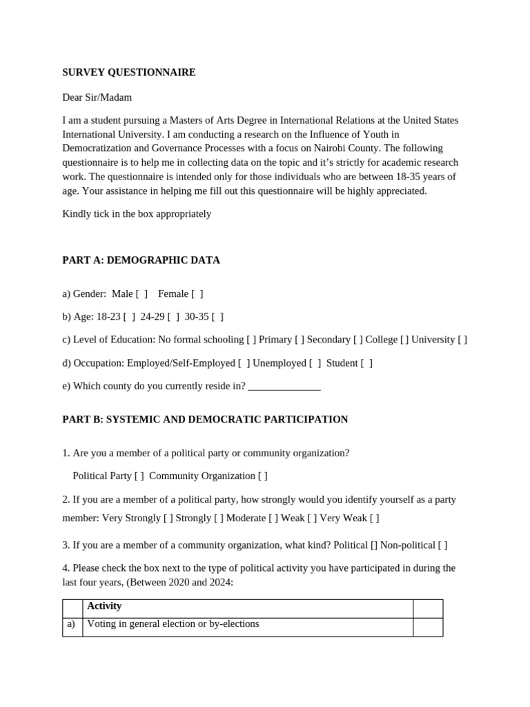 Political Check Questionnaire | PDF | Social Media | Popular Culture ...