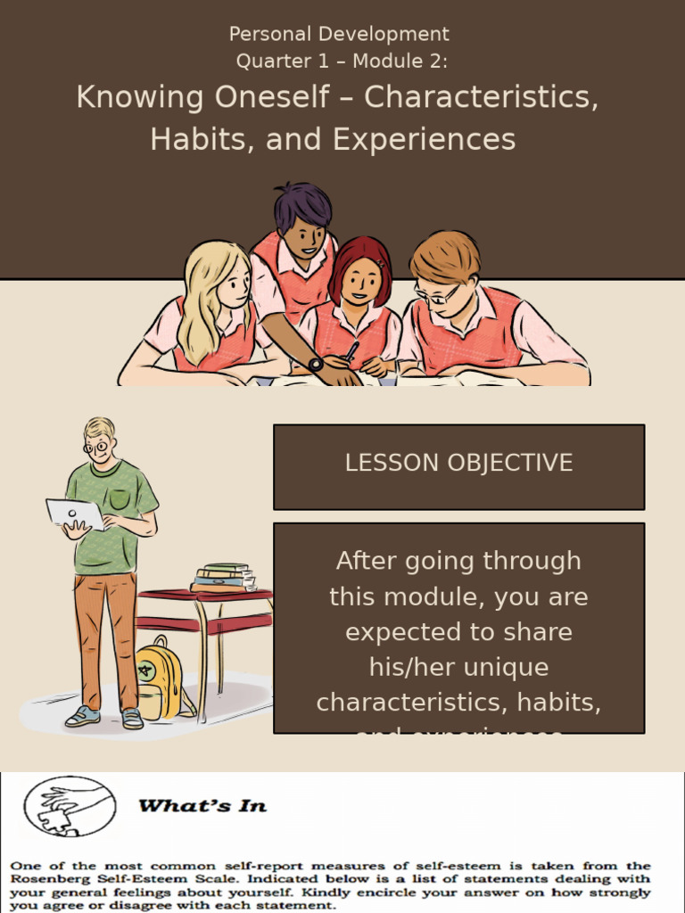 MOD2 Knowing Oneself Characteristics Habits and Experiences | PDF ...