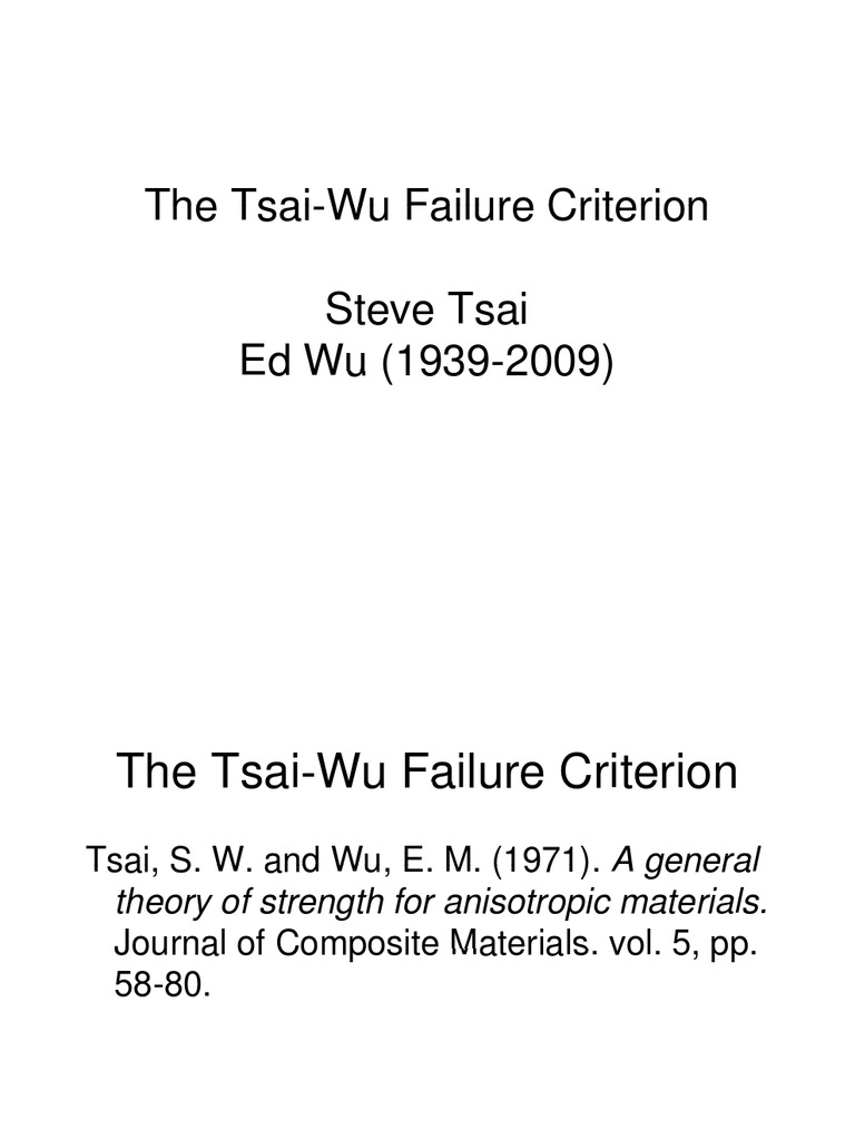 The Tsai-Wu Failure Criterion | Engineering | Science