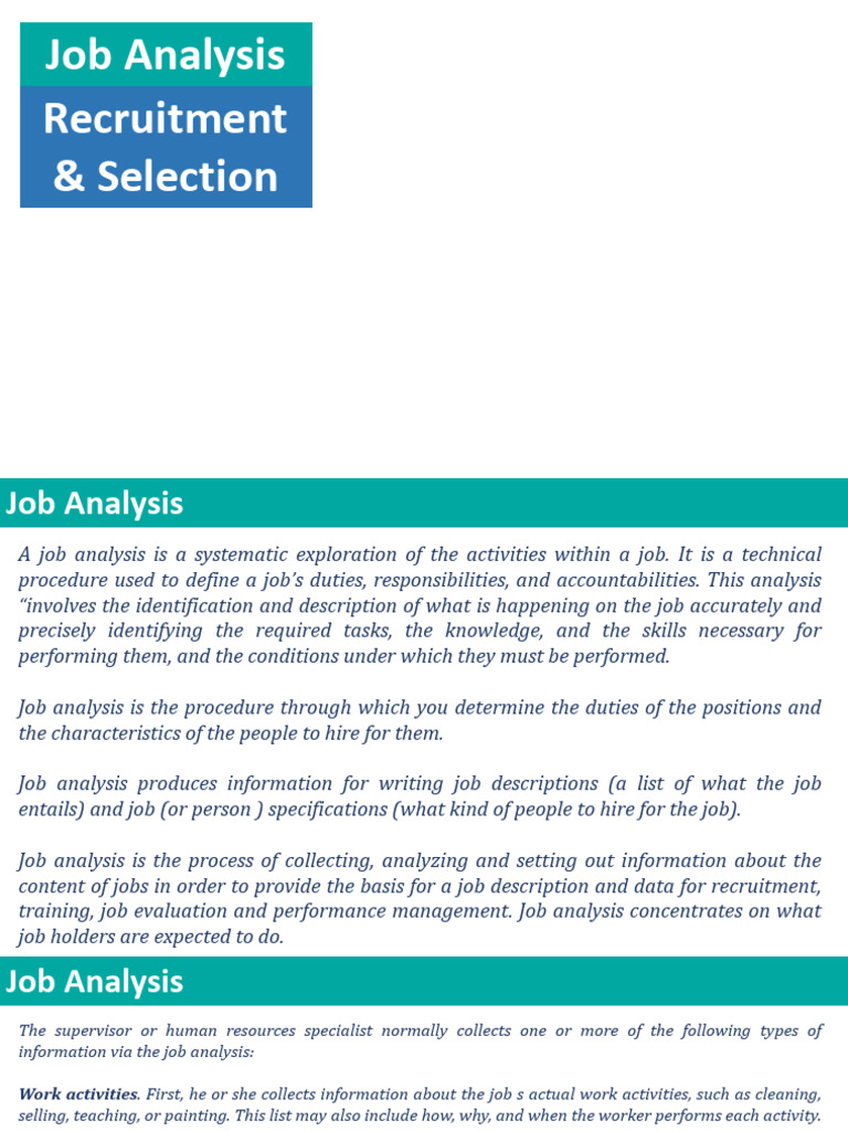 Job Analysis for Recruitment Success | PDF | Recruitment | Employment