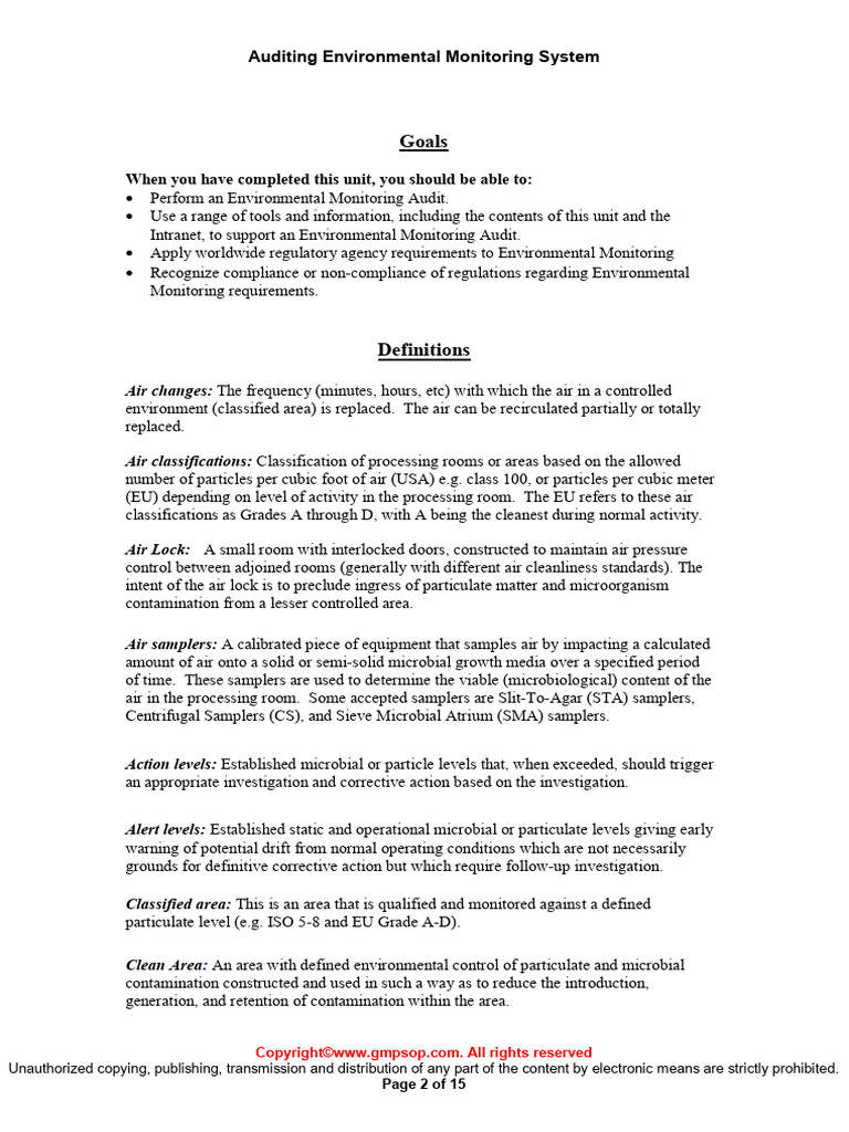 Environmental Monitoring Audit Guide | PDF | Environmental Monitoring ...