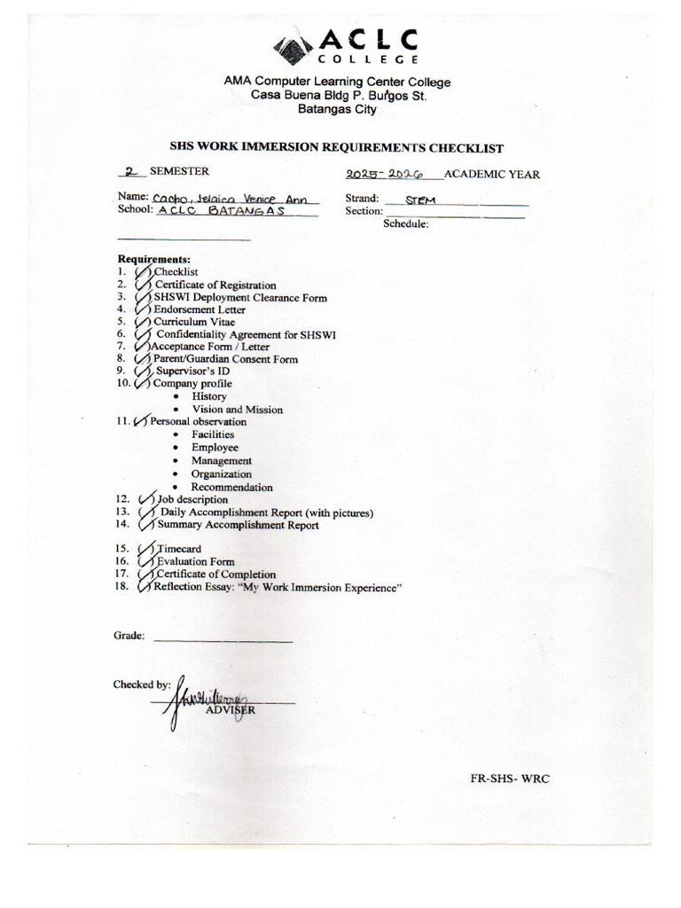 Immersion Requirements | PDF