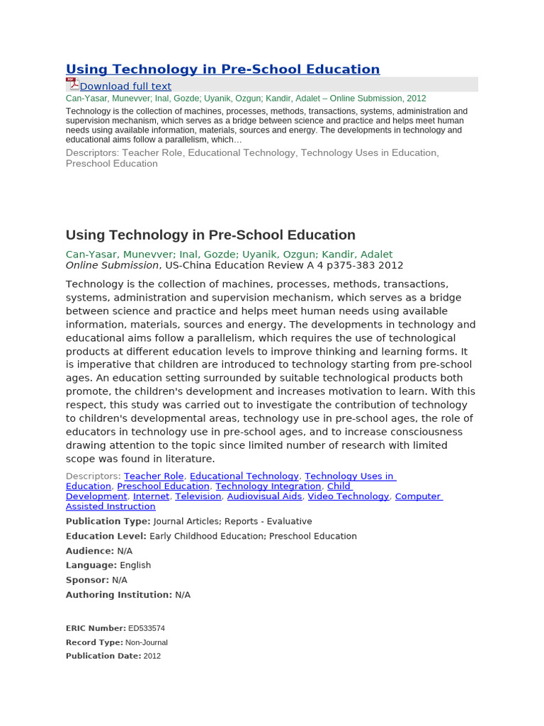 Using Technology in Pre | PDF