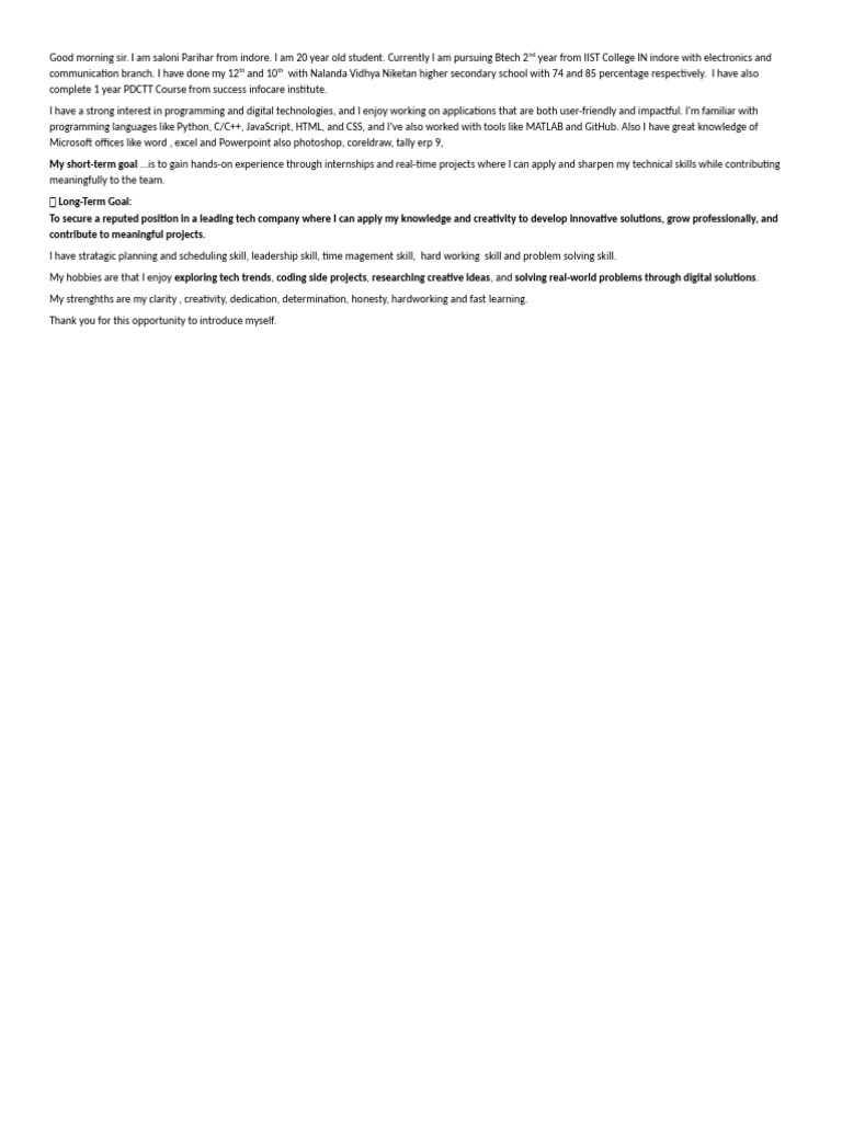 Self Introduction | PDF