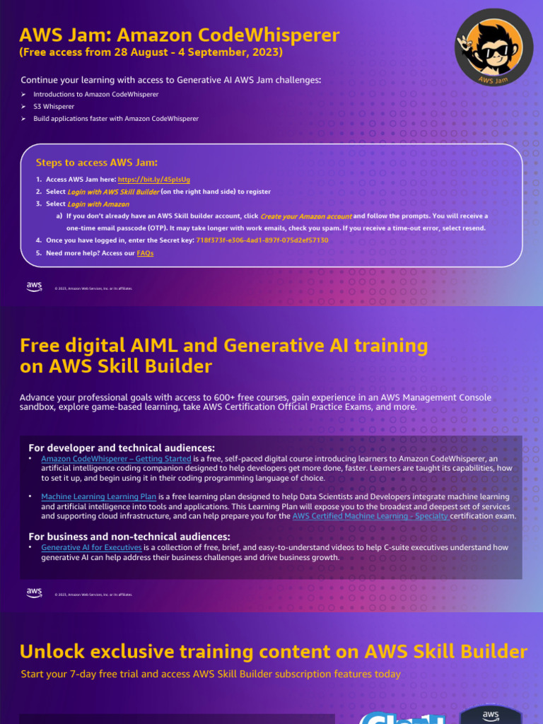 AWS Skill Builder and AWS Jams - Amazon Code Whisperer India | PDF | Amazon Web Services ...