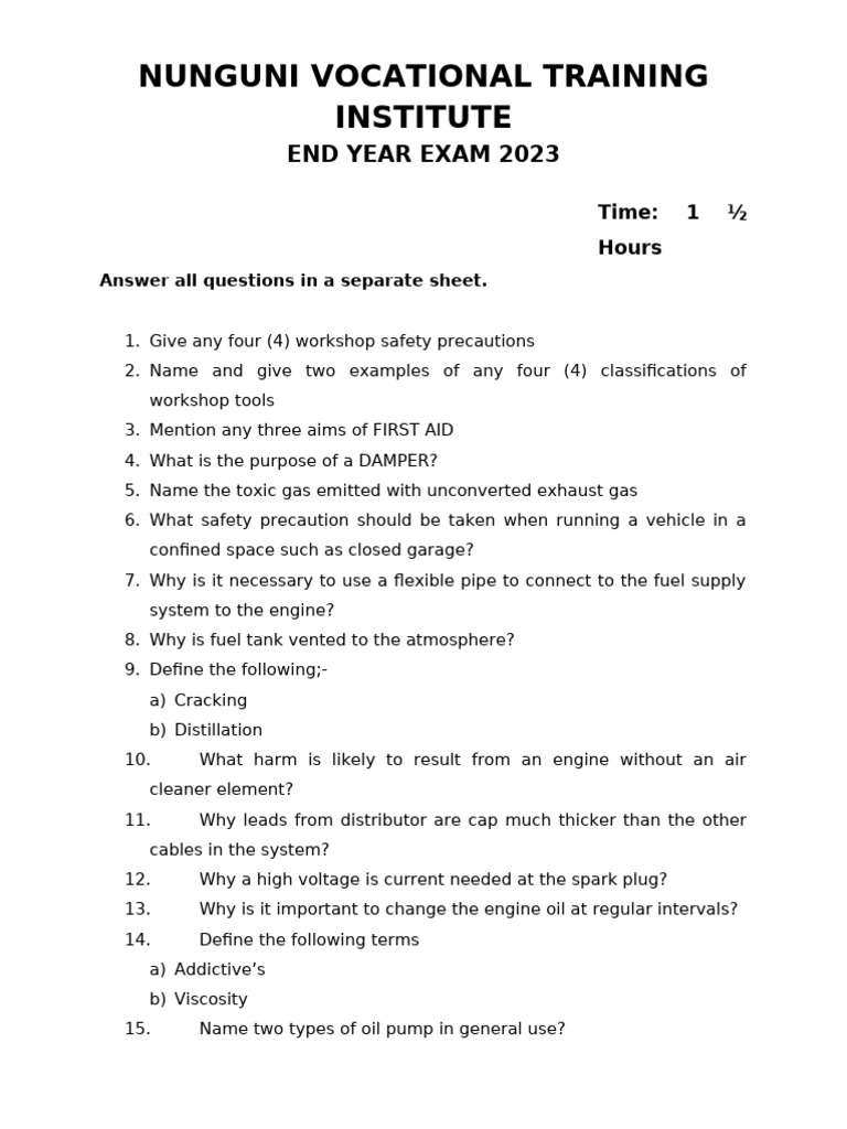 Nunguni Vocational Training Institute | PDF