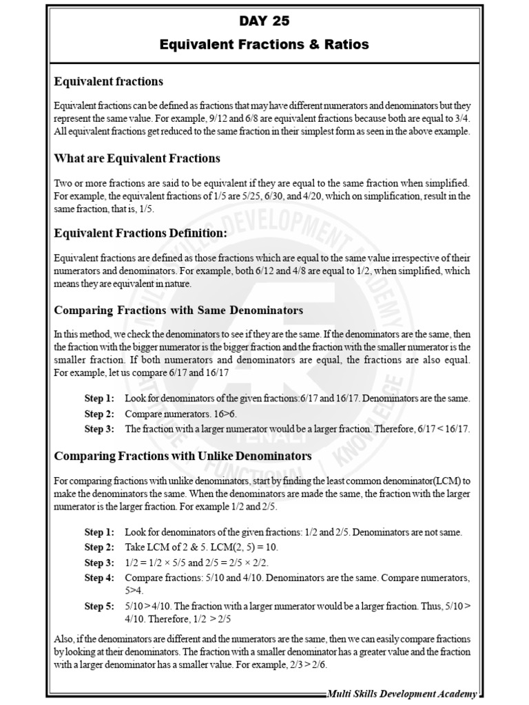 Day-25 Maths Concept Fractions | PDF | Ratio | Division (Mathematics)