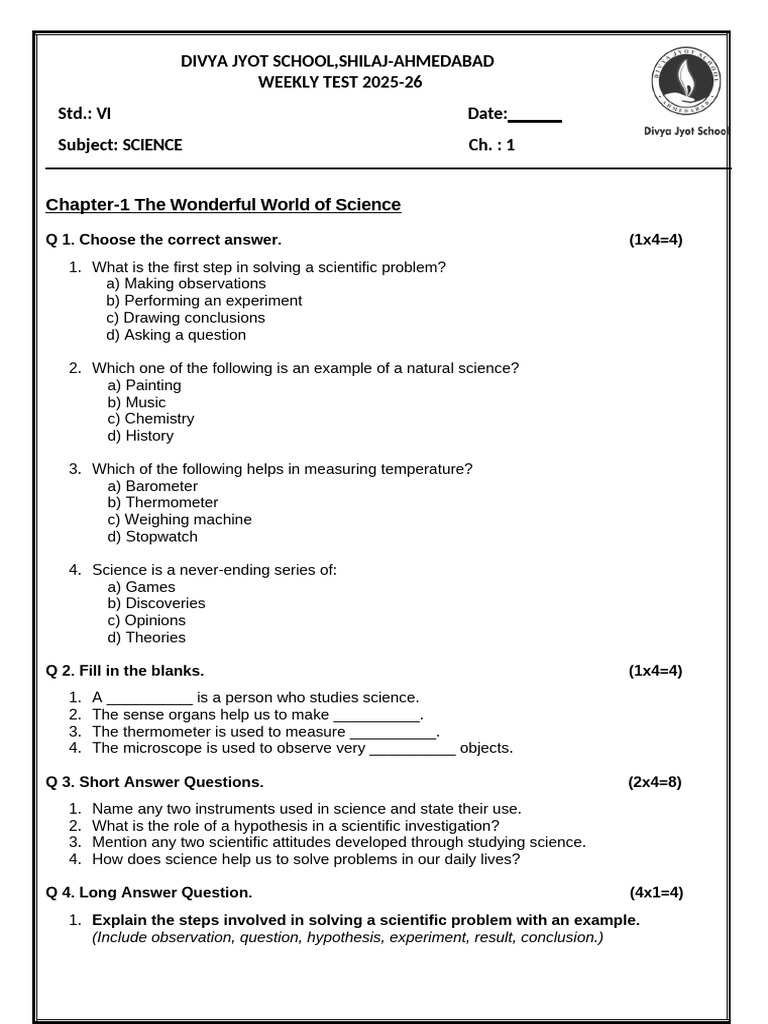 WT Science Class 6 CH 1 | PDF