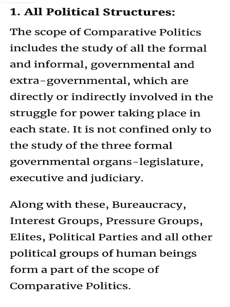 Scope of Comparative Politics 5th Sem | PDF