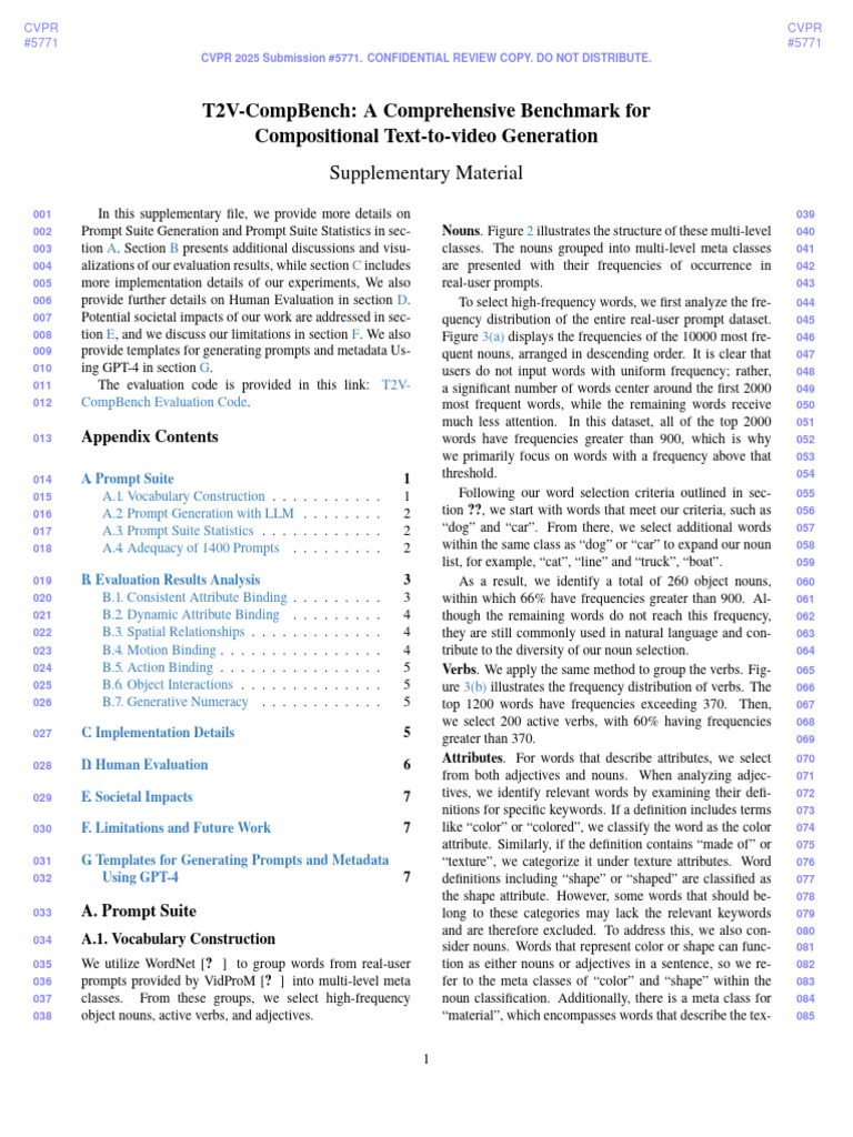 T2V-CompBench: Benchmark Overview | PDF | Verb | Color