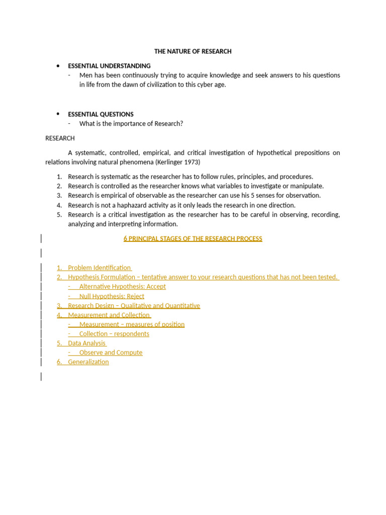 Understanding the Nature of Research | PDF