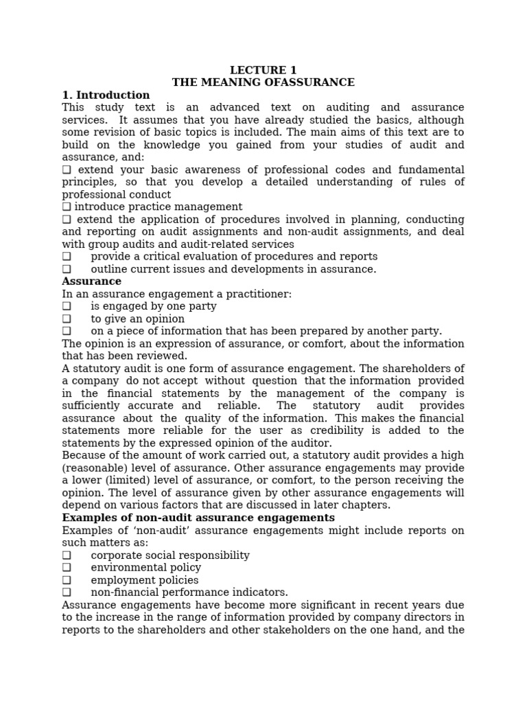 Understanding Assurance in Business | PDF | Audit | Business