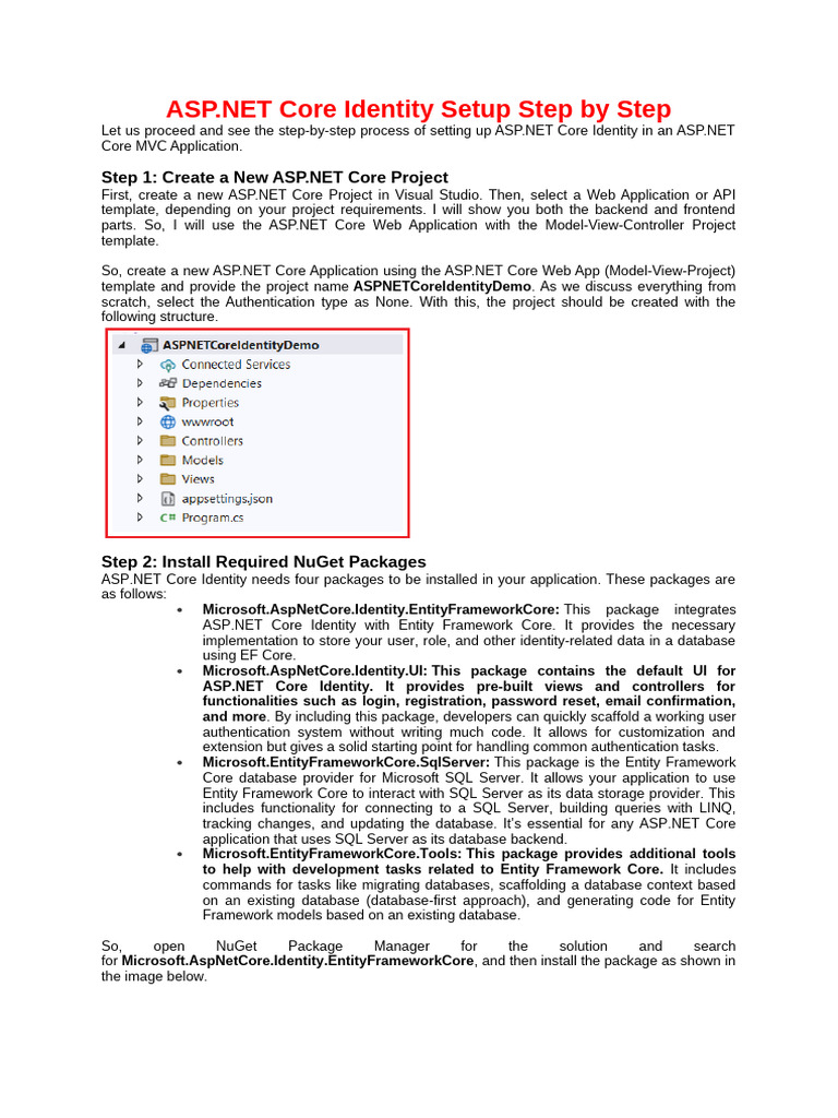 Part - 2 ASP - Net Core Identity Setup | PDF | Entity Framework | Microsoft Sql Server