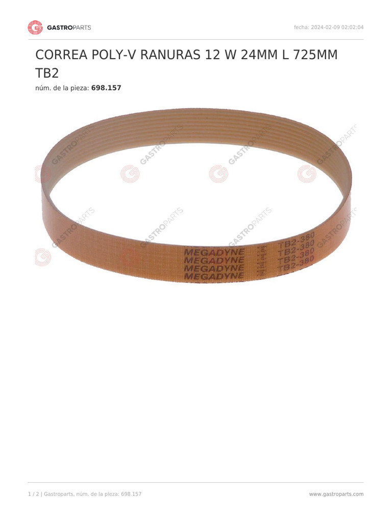 Correa Poly-V TB2 725mm 12 Ranuras | PDF