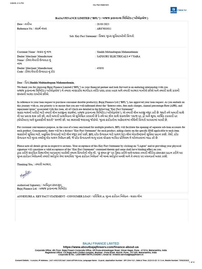 Key Fact Statement | PDF