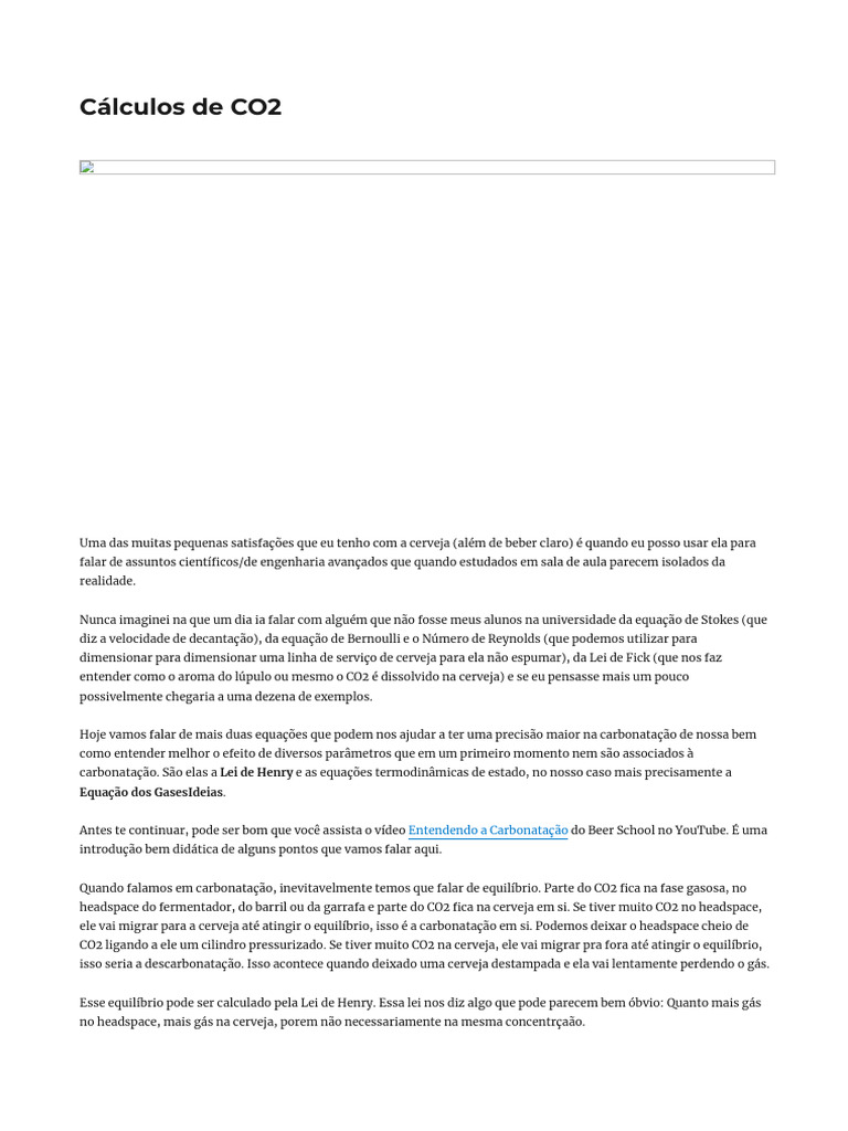 Cahlculos de CO2 | PDF | Cerveja | Equilíbrio químico