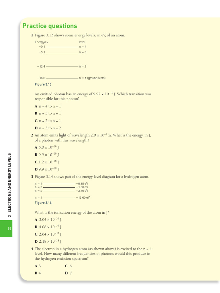Hodder Electrons and Energy Levels Qs - p52-56 | PDF | Energy Level | X Ray
