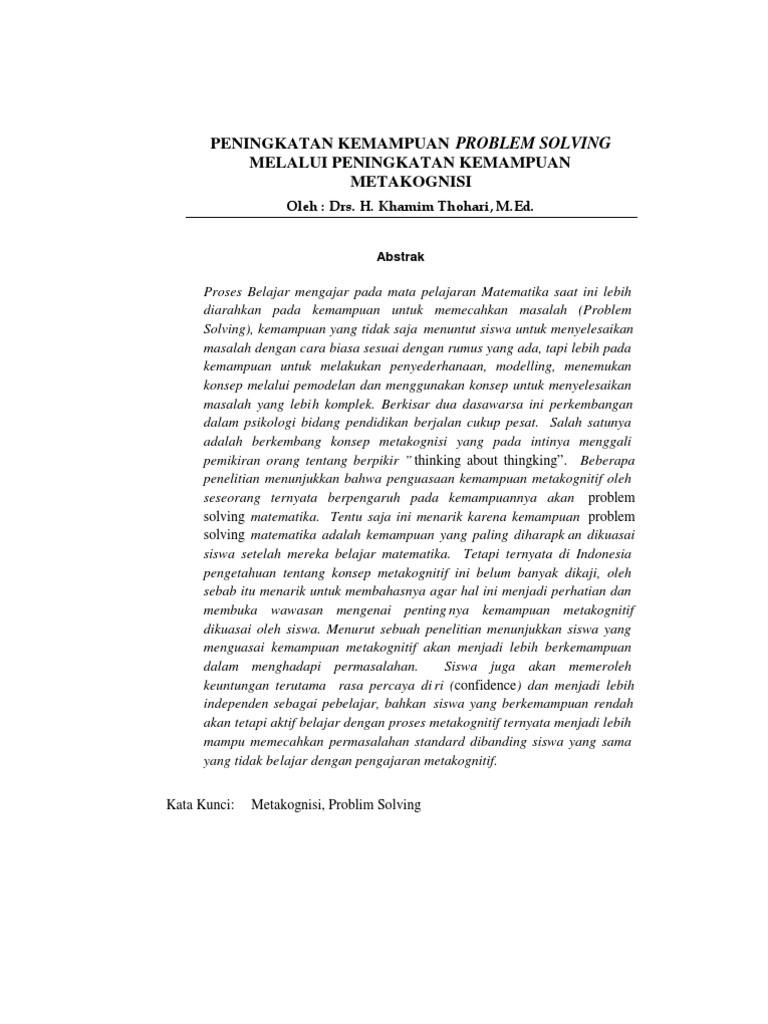 Metakognisi | PDF | Karier & Perkembangan | Kesehatan Holistik