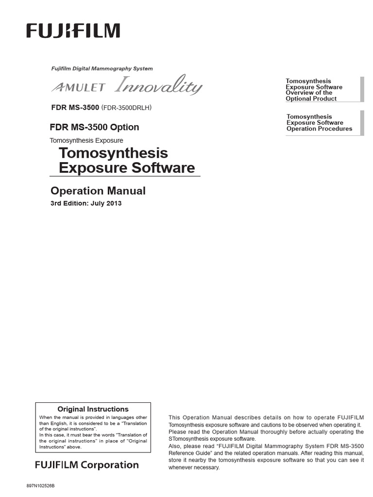 Tomosynthesis Operation Manual | PDF | Radiation Protection
