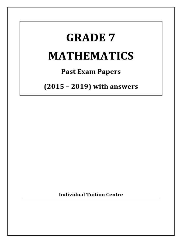 Grade 7 Maths 2015-2019 + Answers-2 | PDF | Qualifications ...