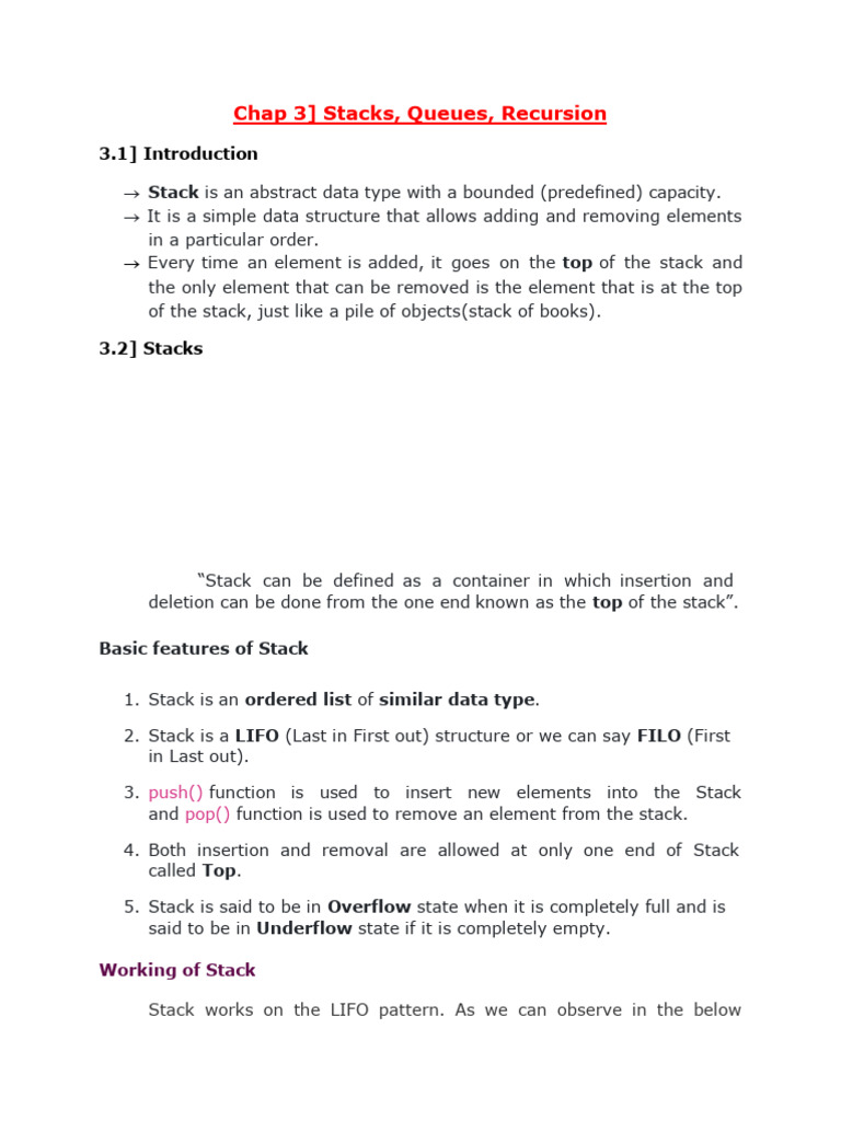 Stacks, Queues, Recursion | PDF | Computer Programming | Algorithms And Data Structures