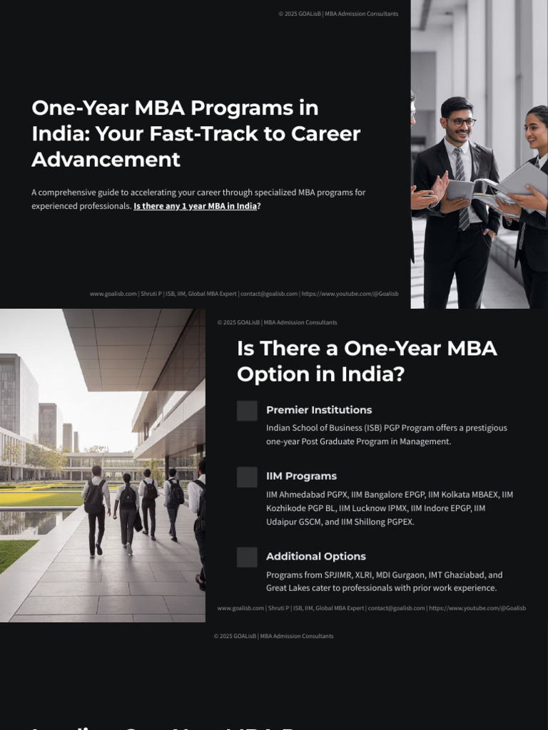 One-Year MBA Programs in India Guide | PDF | Educational Stages ...