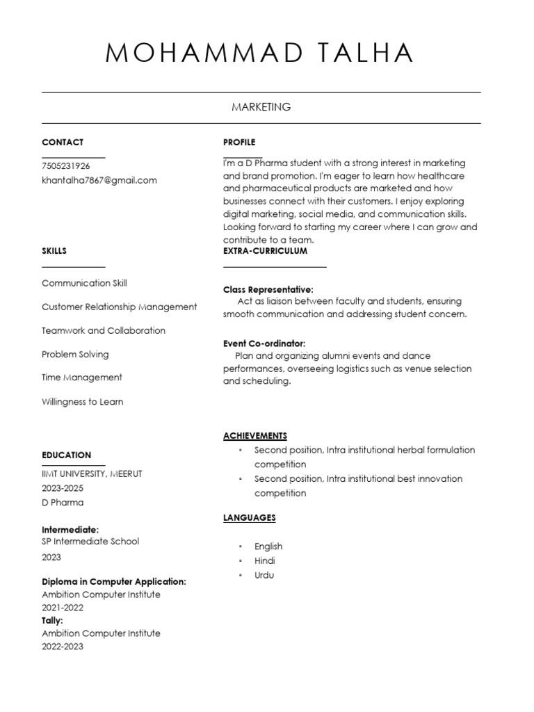 Talha CV | PDF