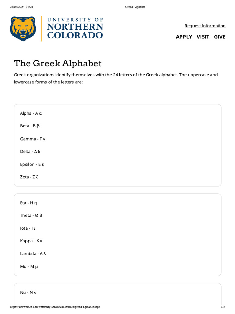 Greek Alphabet | PDF
